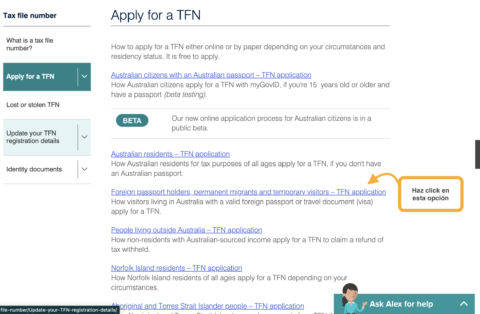 Como sacar el Tax File Number (TFN) en Australia