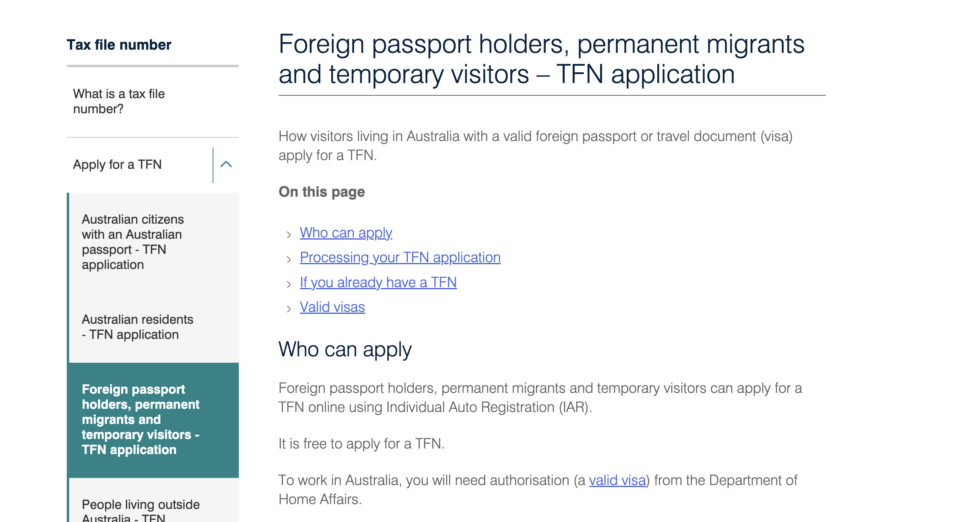 Como sacar el Tax File Number (TFN) en Australia