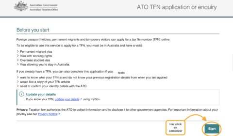 Como sacar el Tax File Number (TFN) en Australia