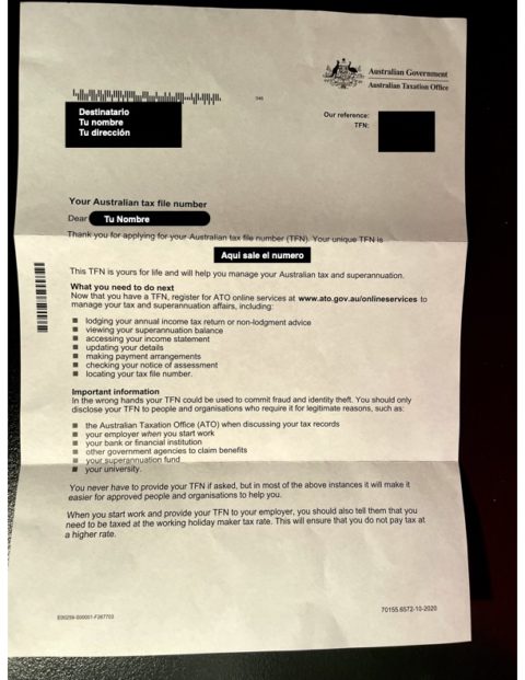 Como sacar el Tax File Number (TFN) en Australia